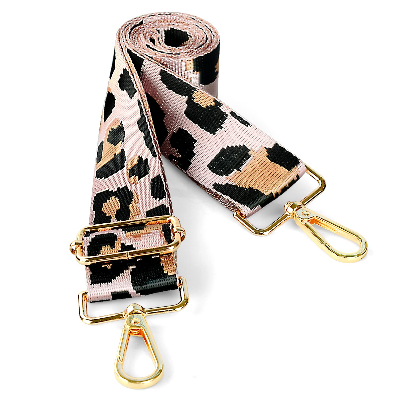 Tsnnc Purse Straps Replacement Crossbody Straps for Purses,Pink Leopard Belts for Women,Purse Strap Extender,Guitar Shoulder Strap for Bags Handbags, Luggage Backpack Replacement Straps for Women