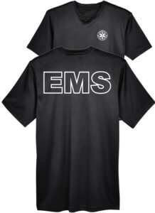 fair game emergency medical services ems men's dry-fit moisture wicking performance short sleeve shirt-black-xl