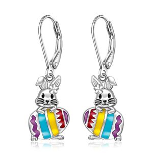 easter bunny earrings for women sterling silver 925 cute bunny rabbit earrings easter egg dangle jewelry holiday birthday gifts