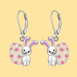 Easter Earrings Bunny Earrings for Women Sterling Silver Cute Rabbit Earrings Bunny Easter Egg Dangle Jewelry Charms Holiday Gifts