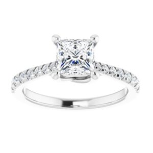 riya gems 2.50 ct princess moissanite engagement ring wedding eternity band vintage solitaire halo setting silver jewelry anniversary promise vintage ring gift for her (11.5)