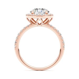 GLAM AND GEMS 1/2 Carat Lab Grown Diamond and 2 Carat Moissanite Engagement Ring for Women in 14k Rose Gold (D-E, VS, cttw) Wedding Ring