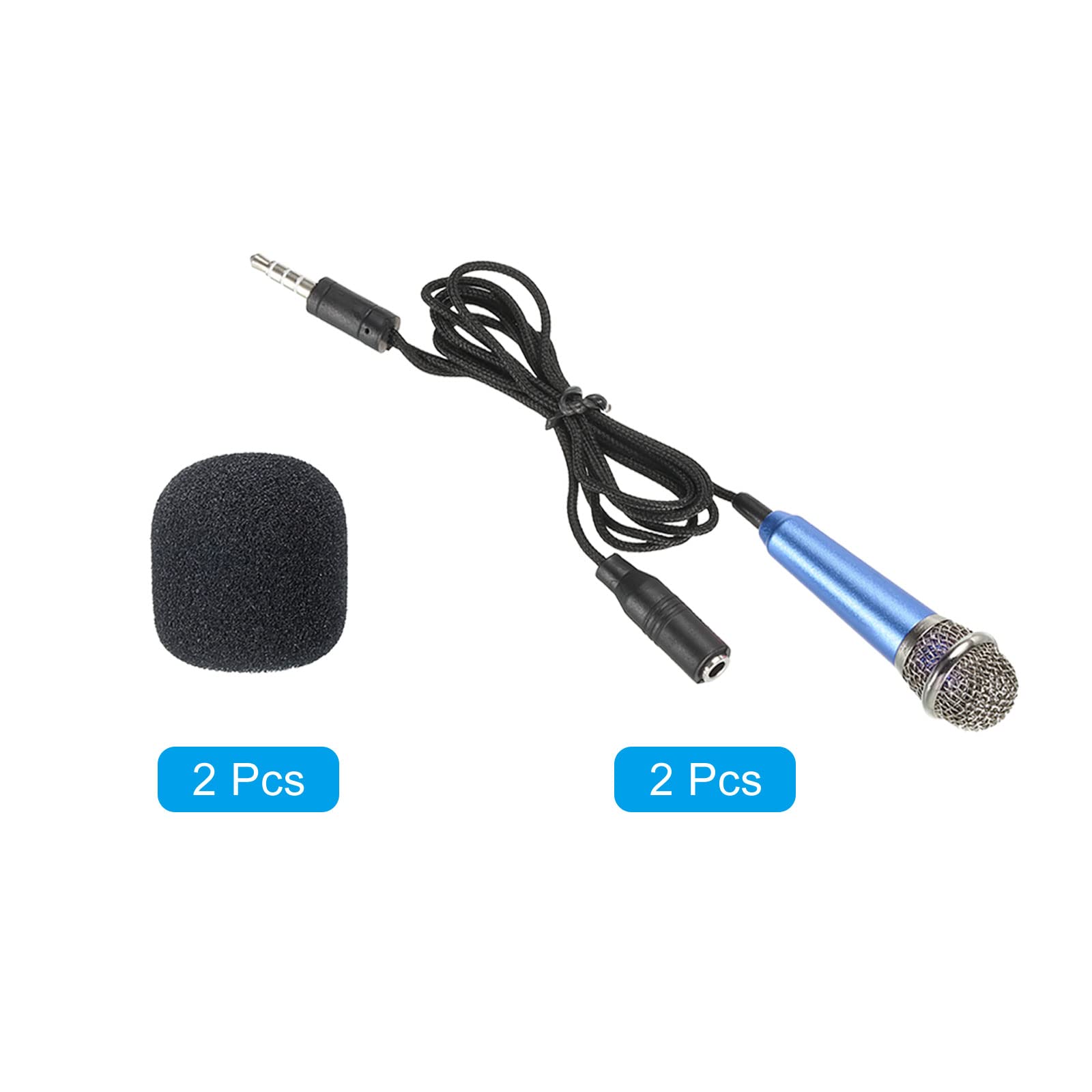 PATIKIL Mini Microphone Portable Vocal Microphone Blue for Voice Recording and Singing Pack of 2