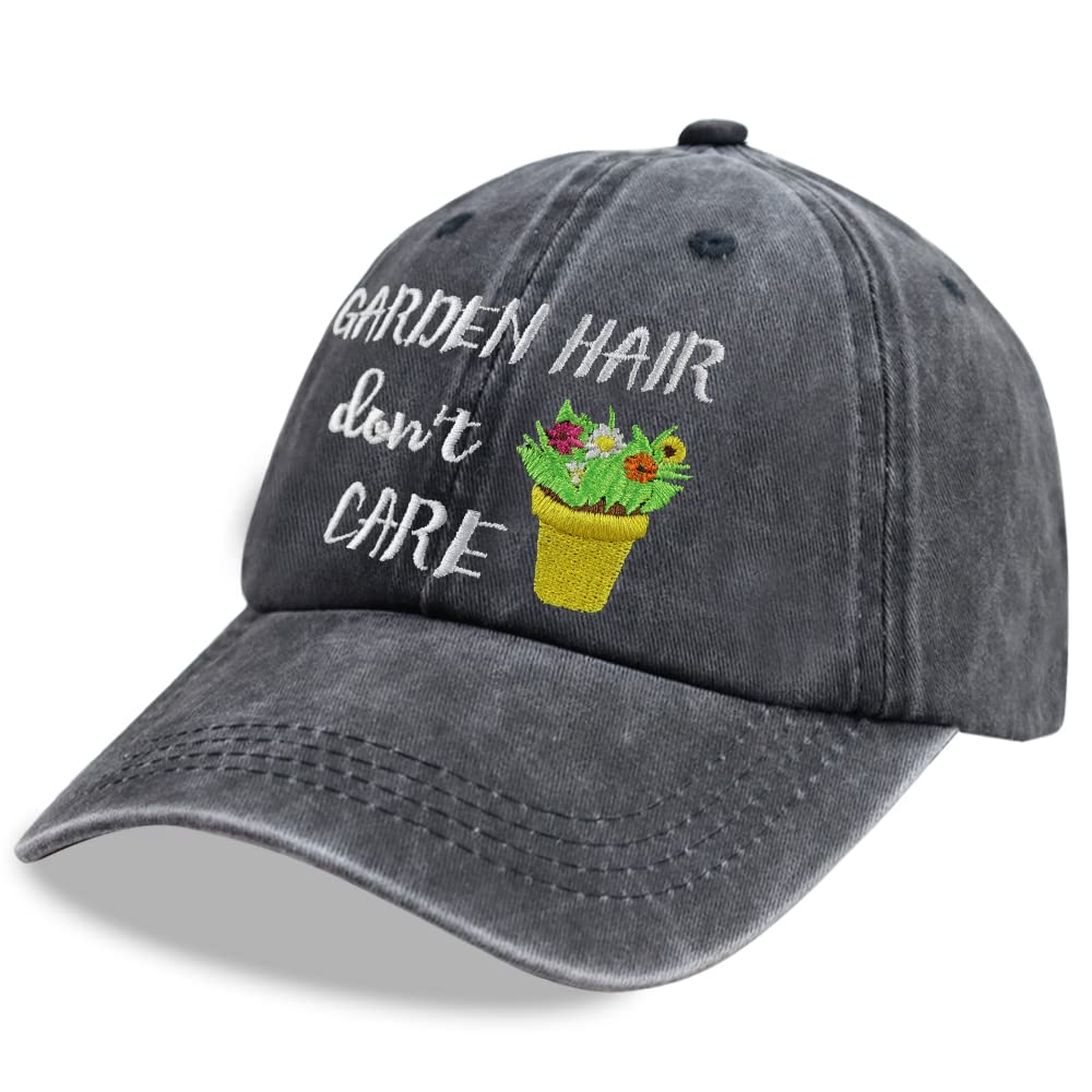 Tacoesha Gardening Gifts for Women, Garden Hair Don’t Care Hat, Adjustable Washed Cotton Embroidered Garden Accessories Baseball Cap, Gifts for Birthday