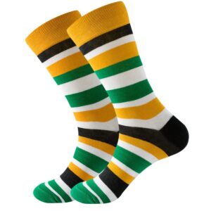 santimon dress funny novelty breathable athletic cool colorful socks casual cushioned crew calf socks for men yellow-green 1 pack