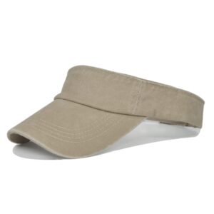 Sun Visor Hats Adjustable Cotton Sun Protection Cap Hats Tennis Golf Visor Hat Khaki