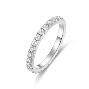 devin rose cubic zirconia eternity wedding band for women rhodium plated brass stackable ring size 6