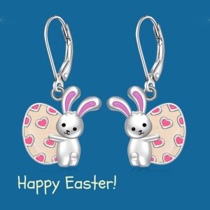 Easter Earrings Bunny Earrings for Women Sterling Silver Cute Rabbit Earrings Bunny Easter Egg Dangle Jewelry Charms Holiday Gifts