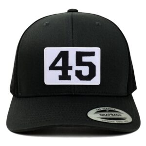 trendy apparel shop collegiate number 45 patch 6 panel retro baseball mesh cap - black