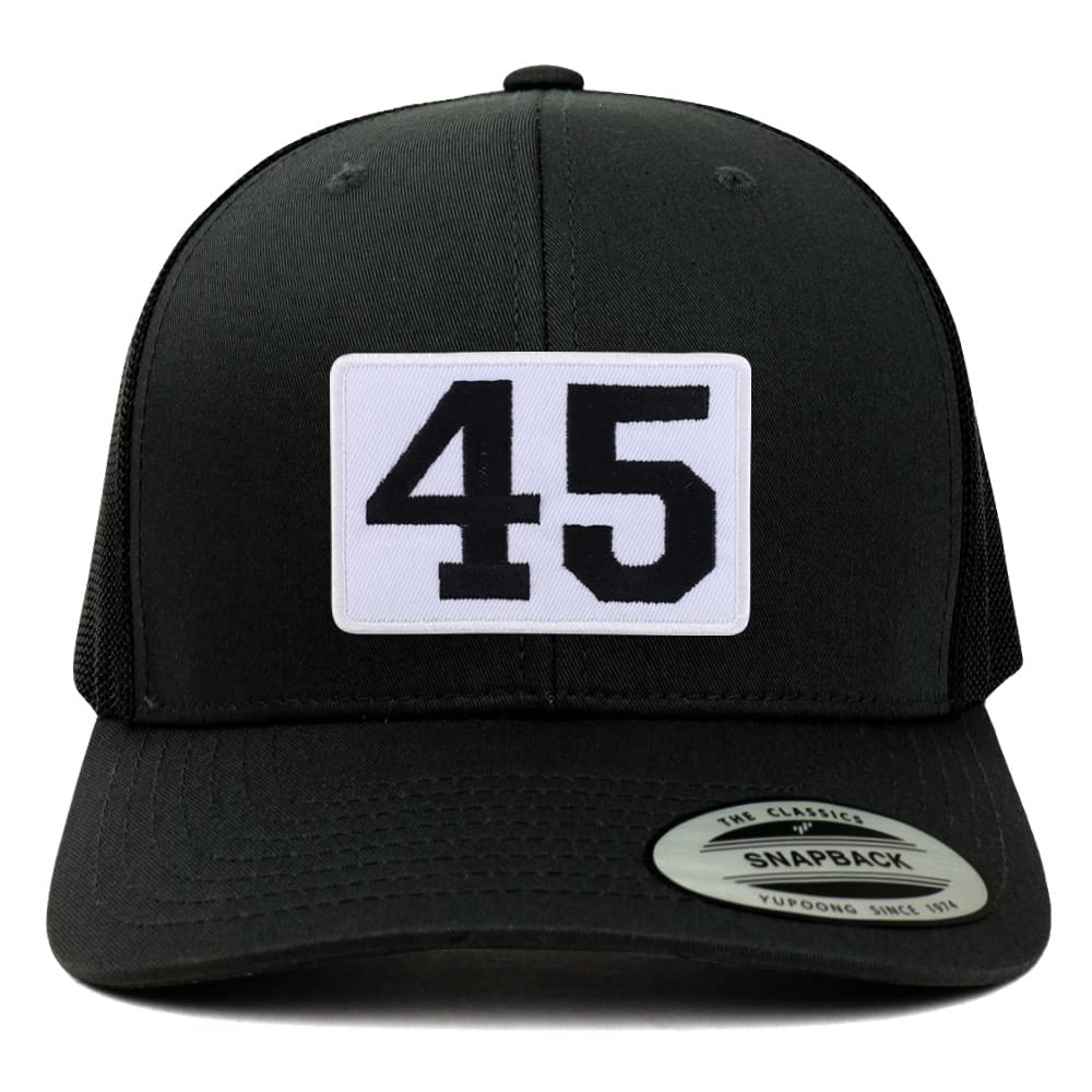 Trendy Apparel Shop Collegiate Number 45 Patch 6 Panel Retro Baseball Mesh Cap - Black