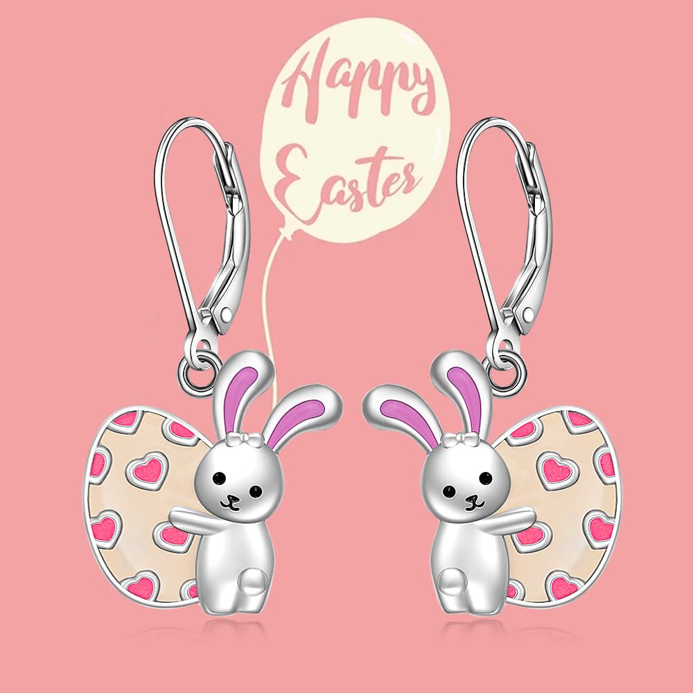 Easter Earrings Bunny Earrings for Women Sterling Silver Cute Rabbit Earrings Bunny Easter Egg Dangle Jewelry Charms Holiday Gifts