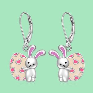 Easter Earrings Bunny Earrings for Women Sterling Silver Cute Rabbit Earrings Bunny Easter Egg Dangle Jewelry Charms Holiday Gifts