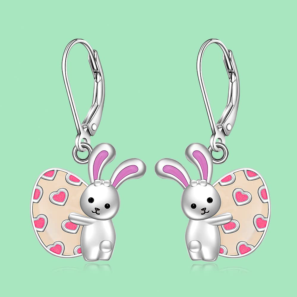 Easter Earrings Bunny Earrings for Women Sterling Silver Cute Rabbit Earrings Bunny Easter Egg Dangle Jewelry Charms Holiday Gifts