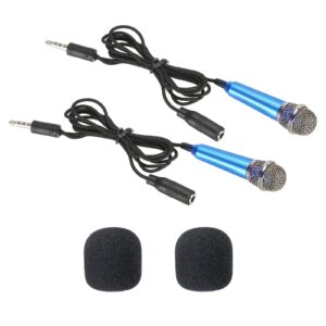 patikil mini microphone portable vocal microphone blue for voice recording and singing pack of 2