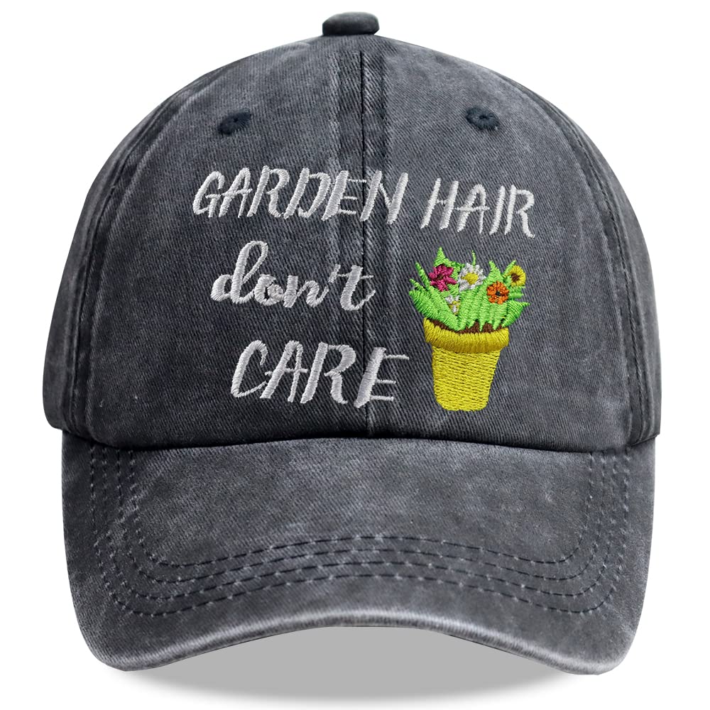 Tacoesha Gardening Gifts for Women, Garden Hair Don’t Care Hat, Adjustable Washed Cotton Embroidered Garden Accessories Baseball Cap, Gifts for Birthday