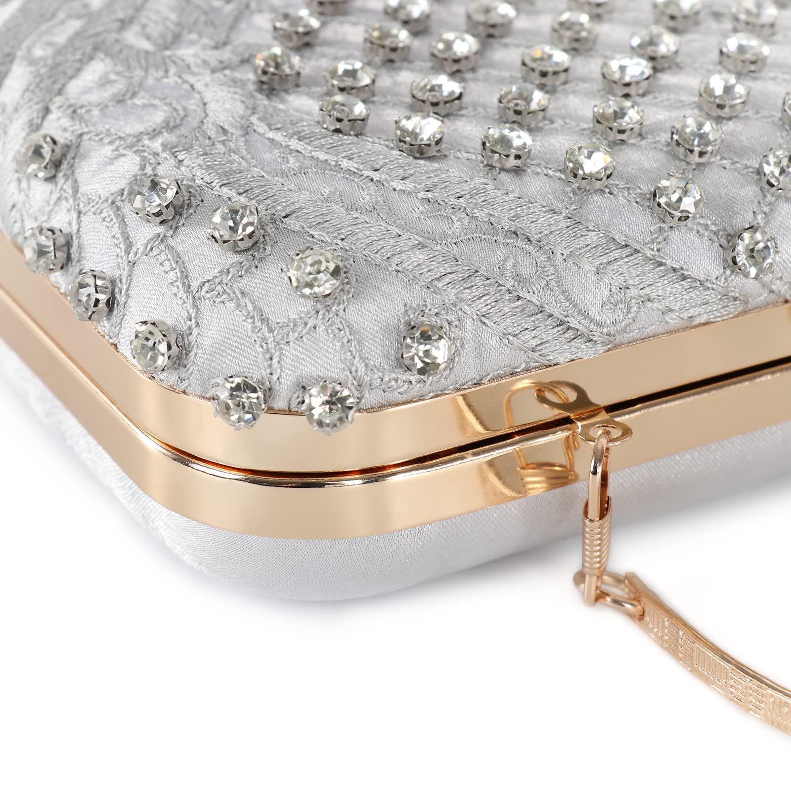 GUOZI Womens Handmade Embroidery Rhinestones Vintage Clutch Evening Handbag Shoulder Bag Purses for Wedding Prom Party