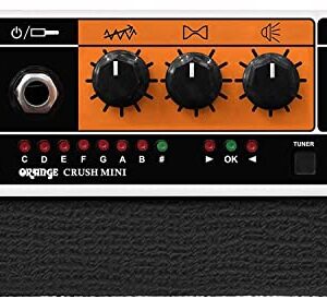 Orange Crush Amp Black Mini 3W Analogue Combo Battery Powered Amp Bundle with AC Power Adapter, 9V Battery & Polishing Cloth - Electric Bass Guitar Amp, Portable Practice Amp, Mini Speaker Amplifier