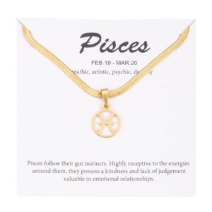 tgolm pisces sign choker necklace spiritual horoscope jewelry birthday gift gold plated stainless steel snake chain