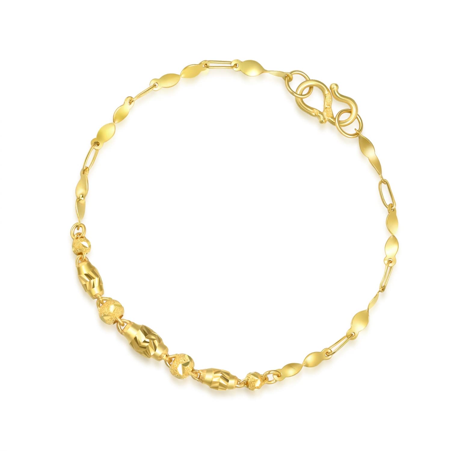 CHOW SANG SANG 999.9 24K Solid Gold Price-by-Weight 3.36g Gold Simple Modern Twisted Link Bracelet for Women 64726B | 6.6", (17 CM)