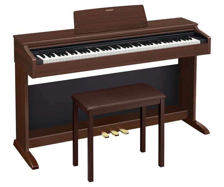 Casio AP-270 Celviano Digital Cabinet Piano - Walnut Bundle with Furniture Bench, Headphones, Online Piano Lessons, Austin Bazaar Instructional DVD, and Polishing Cloth