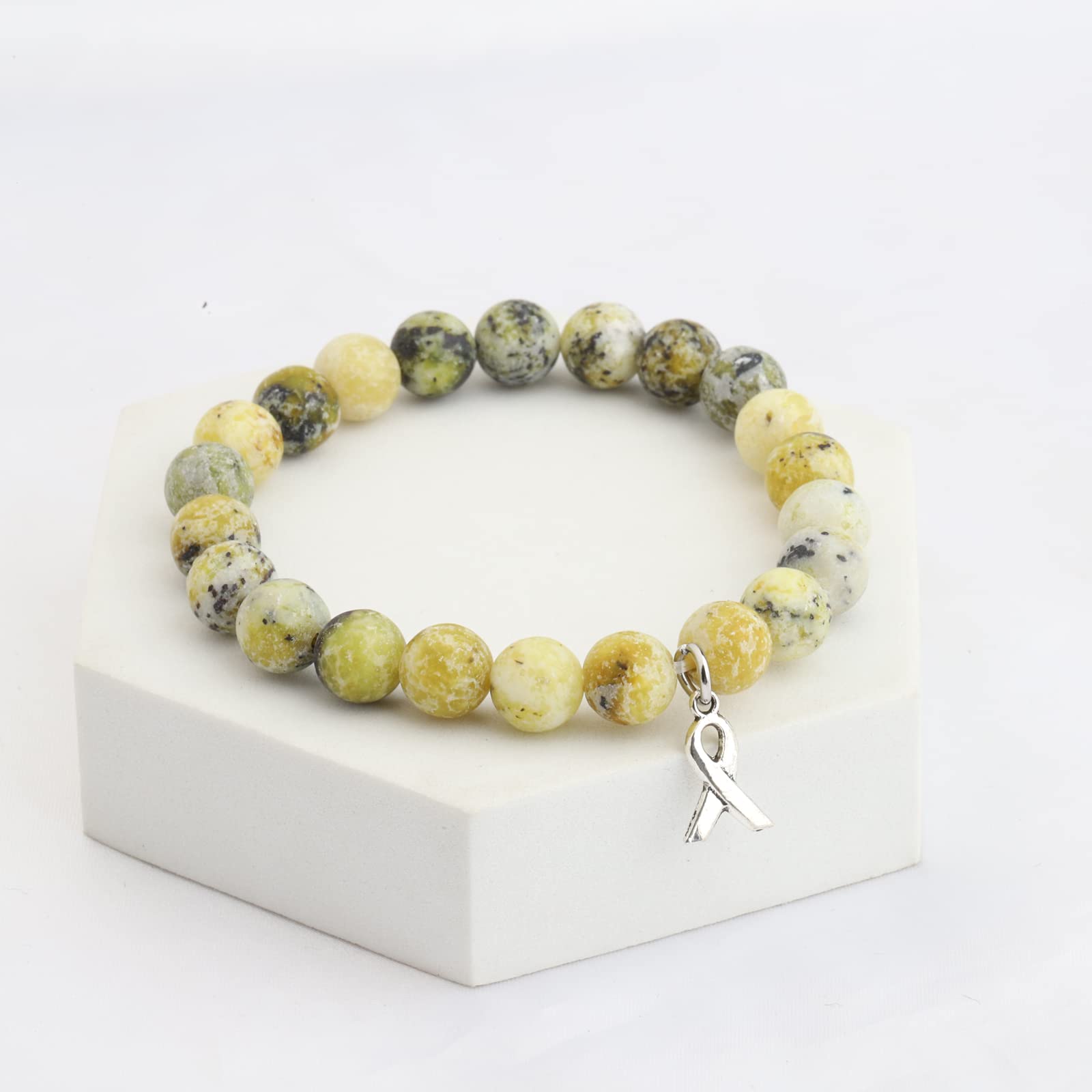 Yellow Awareness Ribbon Beads Bracelet Gift for Endometriosis/Bladder Cancer/Suicide Prevention/Bone Cancer (Yellow Ribbon Beads)