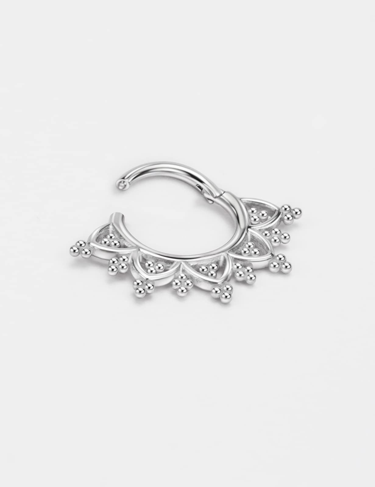 FANSING 16g Surgical Steel Septum Rings 8mm Lotus Septum Jewelry with Beaded balls Helix Piercing Jewelry 16 Gauge