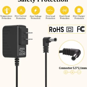 9V 850mA Adapter for Guitar Pedals Power Supply, Power Cord for BOSS Effects Pedal Roland Musical Instruments Distortion Casio Keyboard Charger, PSA-120S Center Negative Charging Cable Cord