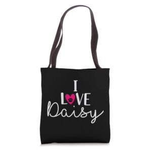 i love daisy a love heart dog paw dog name tote bag