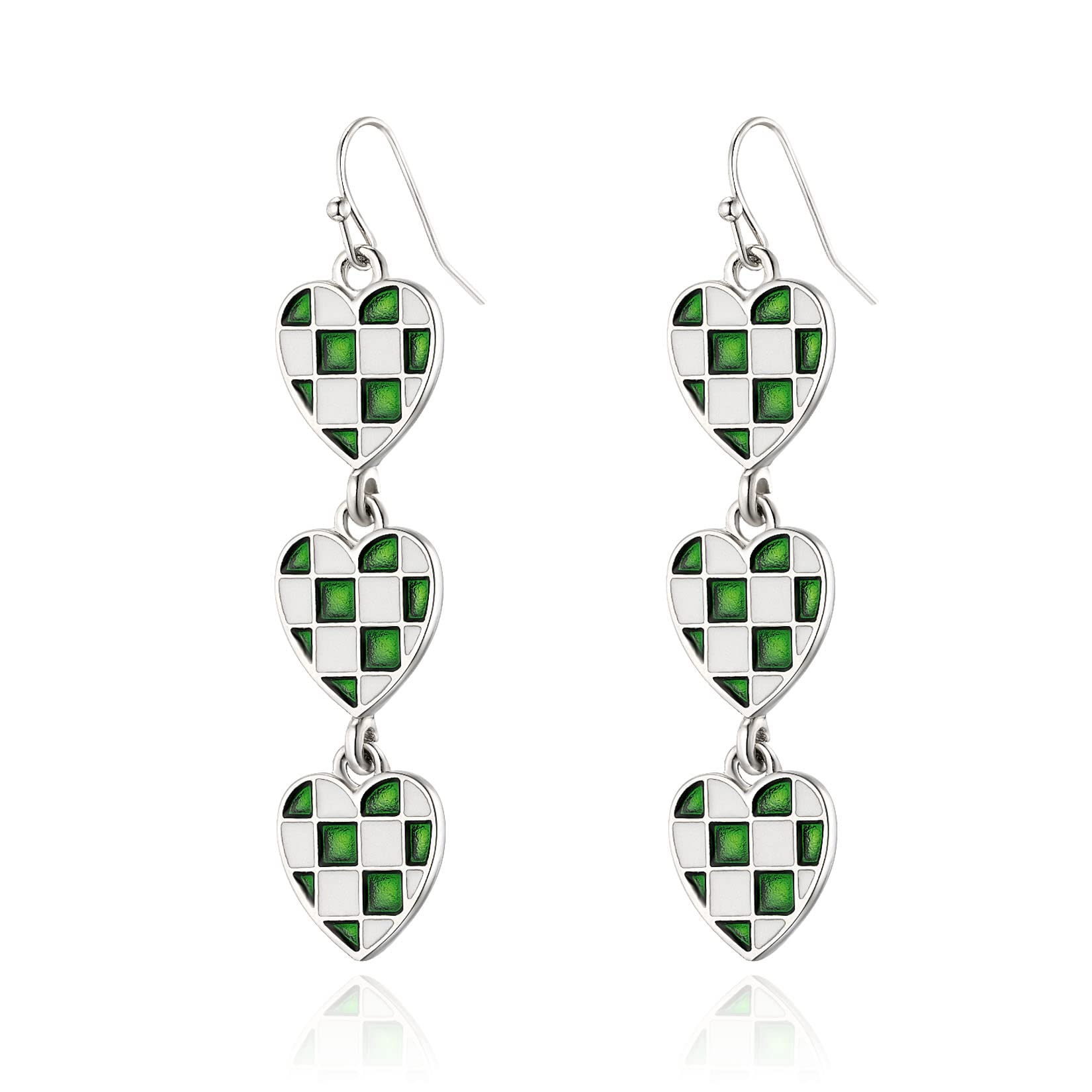 St Patricks day Decorations Green Interlocking Heart Earrings for Women, Good Luck Irish Party Jewelry