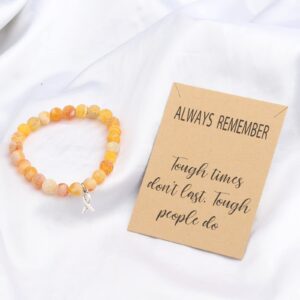 CENWA Orange Awareness Beads Bracelet Orange Awareness Ribbon Survivor Gift Leukemia Awareness Bracelet Leukemia Warrior Gift (Orange Awareness Beads)