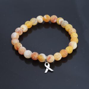 CENWA Orange Awareness Beads Bracelet Orange Awareness Ribbon Survivor Gift Leukemia Awareness Bracelet Leukemia Warrior Gift (Orange Awareness Beads)