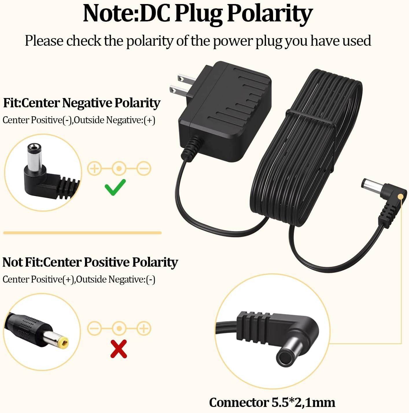 9V 850mA Adapter for Guitar Pedals Power Supply, Power Cord for BOSS Effects Pedal Roland Musical Instruments Distortion Casio Keyboard Charger, PSA-120S Center Negative Charging Cable Cord