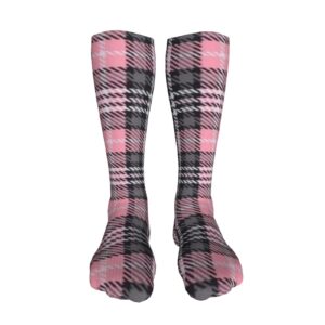 stocakes compression socks for women & men pink tartan long knee thigh high socks is best support for athletic running,cycling