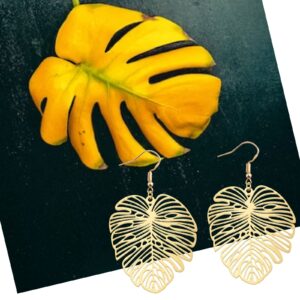 Monstera Gold Earrings Leaf Earrings Dainty Monstera Leaf Earrings Monstera Jewelry (leaf Earrings)