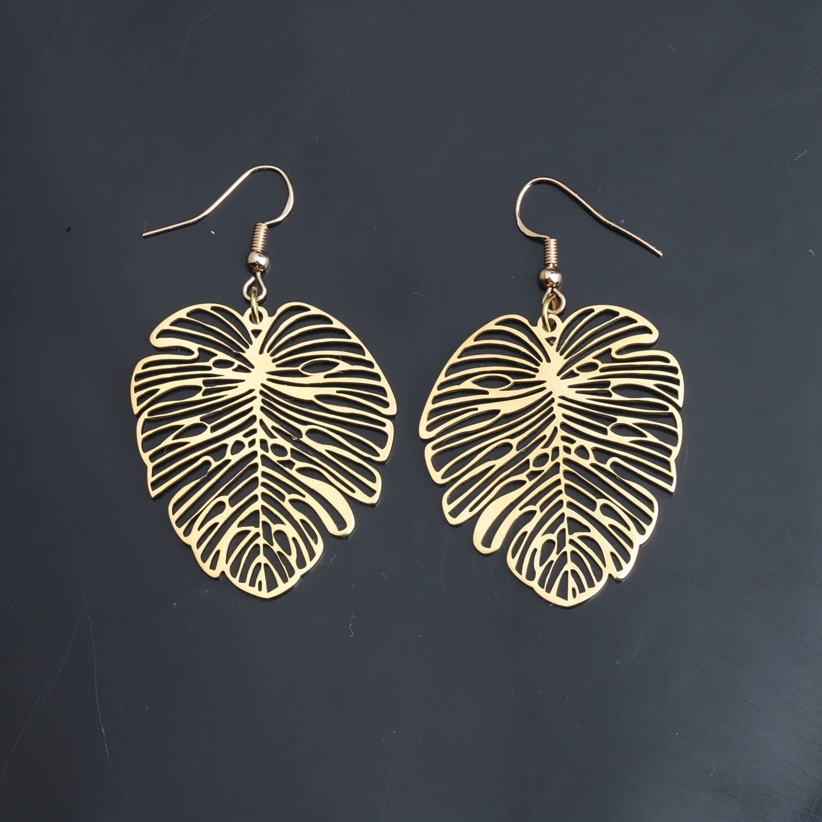 Monstera Gold Earrings Leaf Earrings Dainty Monstera Leaf Earrings Monstera Jewelry (leaf Earrings)