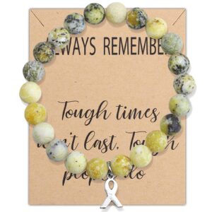 yellow awareness ribbon beads bracelet gift for endometriosis/bladder cancer/suicide prevention/bone cancer (yellow ribbon beads)