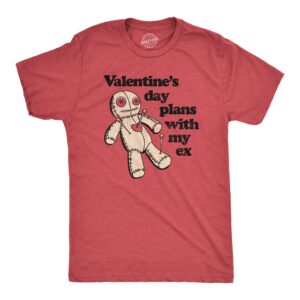 mens valentines day plans with my ex t shirt funny voodoo doll joke tee for guys mens funny t shirts love t shirt for men funny sarcastic t shirt novelty red - ex l