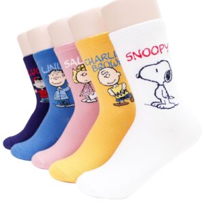 the peanuts snoopy women and teen girls licensed socks collection socksense (name_5pairs)