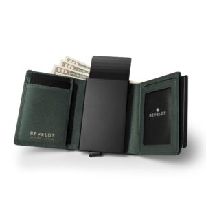 revelot trifold genuine leather wallet/smart card holder / w5 (black saffiano)