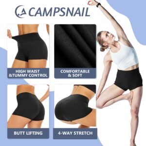 CAMPSNAIL Workout Biker Shorts Women - 3"/5"/8" High Waisted Tummy Control Spandex Booty Volleyball Shorts for Yoga Dance