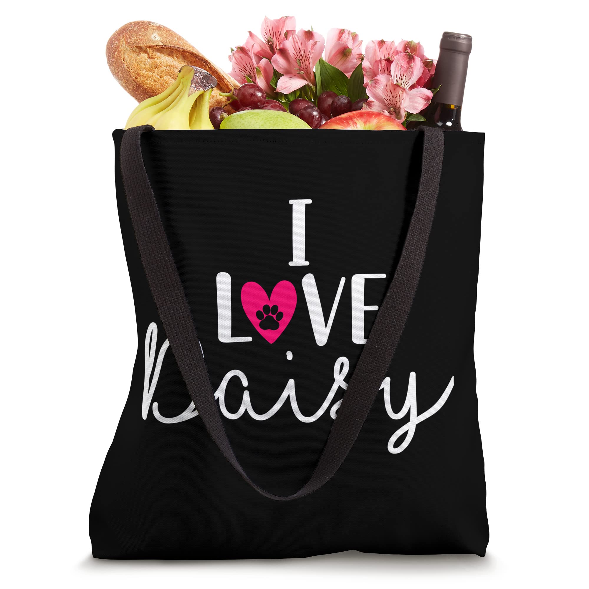 I Love Daisy A Love Heart Dog Paw Dog Name Tote Bag