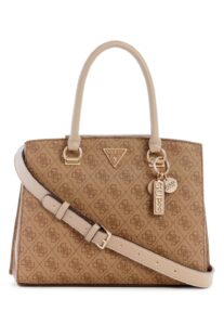 guess noelle girlfriend satchel, latte logo