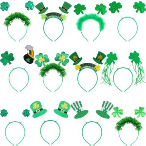 cotiny 12 pieces st patrick's day headband green shamrock headbands irish top hat head boppers hair hoop for adults kids st patricks day irish party favors