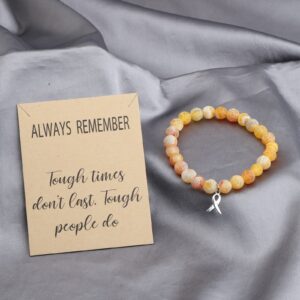 CENWA Orange Awareness Beads Bracelet Orange Awareness Ribbon Survivor Gift Leukemia Awareness Bracelet Leukemia Warrior Gift (Orange Awareness Beads)