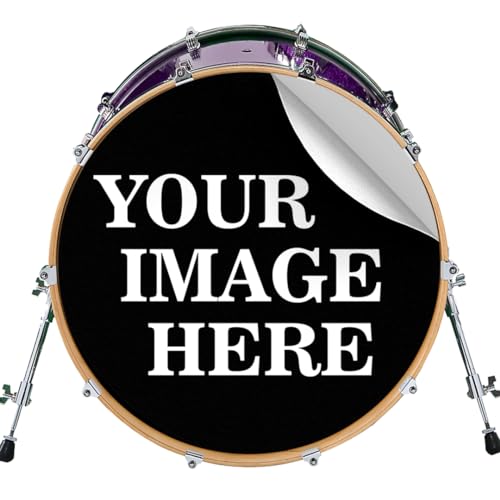 Custom Bass Drum Decal for Drum Head - Your Logo, Drum Stickers and Decals, Custom Decals, Drum Kit Wrap Skin, Easy Apply & Remove for DIY or Professional Bands, Made in USA