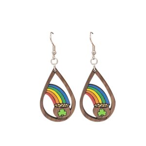 new clover wood piercing earrings st. patrick's day drop earrings valentine's day gift rainbow earrings perfect gifts for women girls - drop rainbow