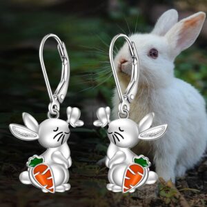 Bunny Earrings for Women Easter Bunny Earrings Carrot Dangle Drop Sterling Silver Animal Bunny Rabbit Holiday Easter Jewelry Gifts