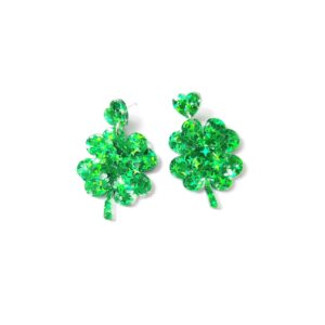 st. patrick's day irish shamrock resin acrylic dangle earrings dainty green leaf letter earrings for women jewelry(a)