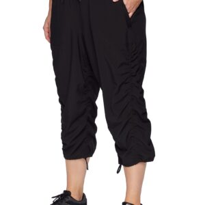 RBX Women's Plus Size Lightweight Woven Drawstring Capri Pant Jet Black 3X