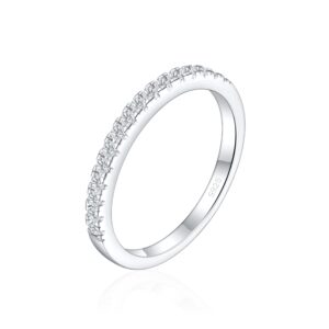 jalokivi 2mm 925 sterling silver eternitys ring for women round shape cubic zirconia half eternity wedding bands size 9.5